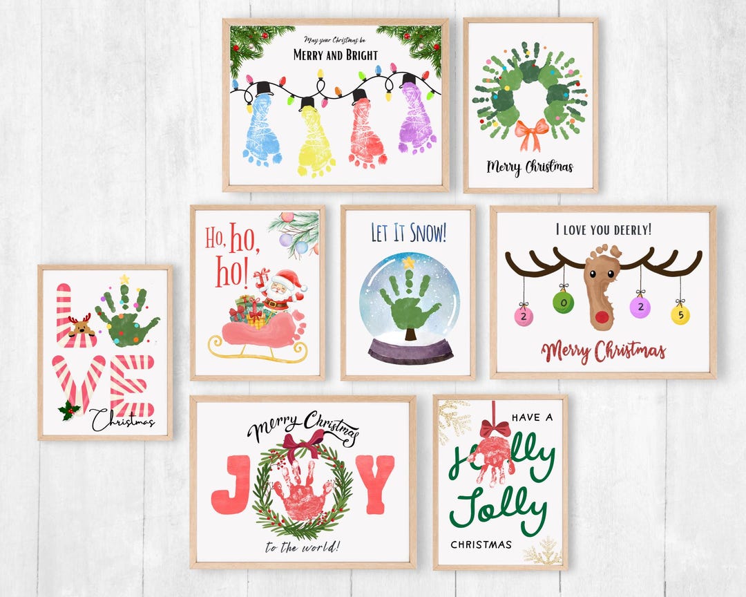 Bundle Handprint Design for 2025 Christmas, Set 8 Printable Christmas ...