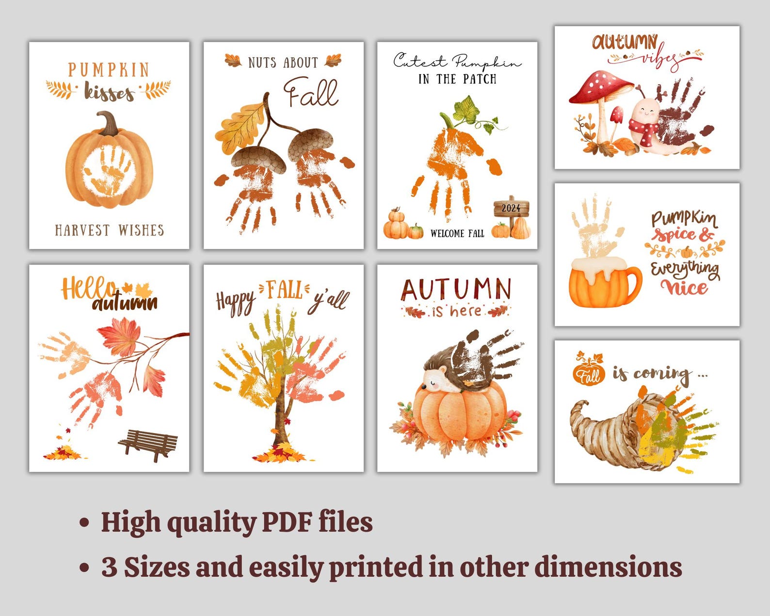 Fall/autumn Handprint Art Bundle, Fall Season, Handprint Craft, Autumn ...