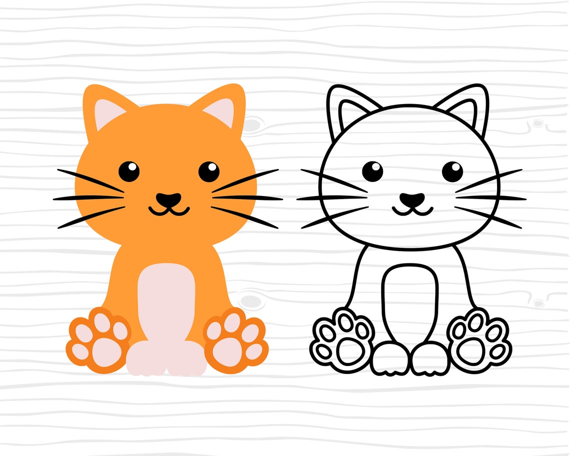 Cat SVG Cute Sitting Cat SVG Cut File Baby Kawaii Animal - Etsy