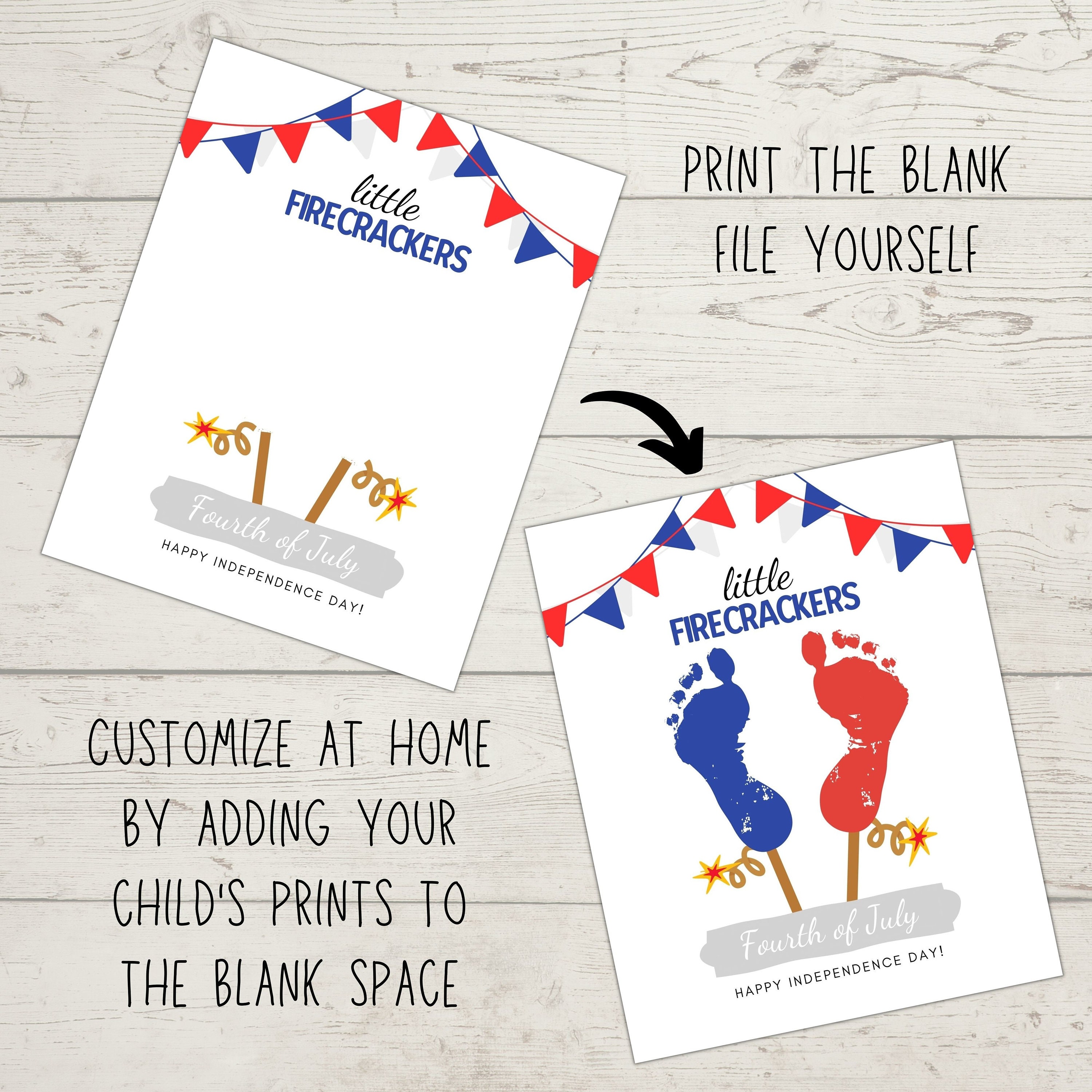 Firecrackers Footprint Art Craft, Independence Day USA, 4th of July ...