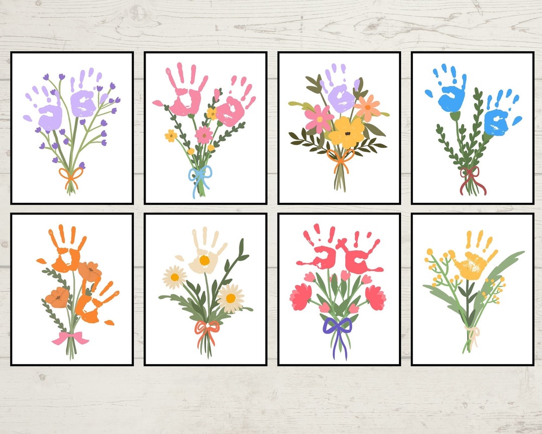 Printable Flower Handprint Craft Bundle, Handprint Craft for Mom ...