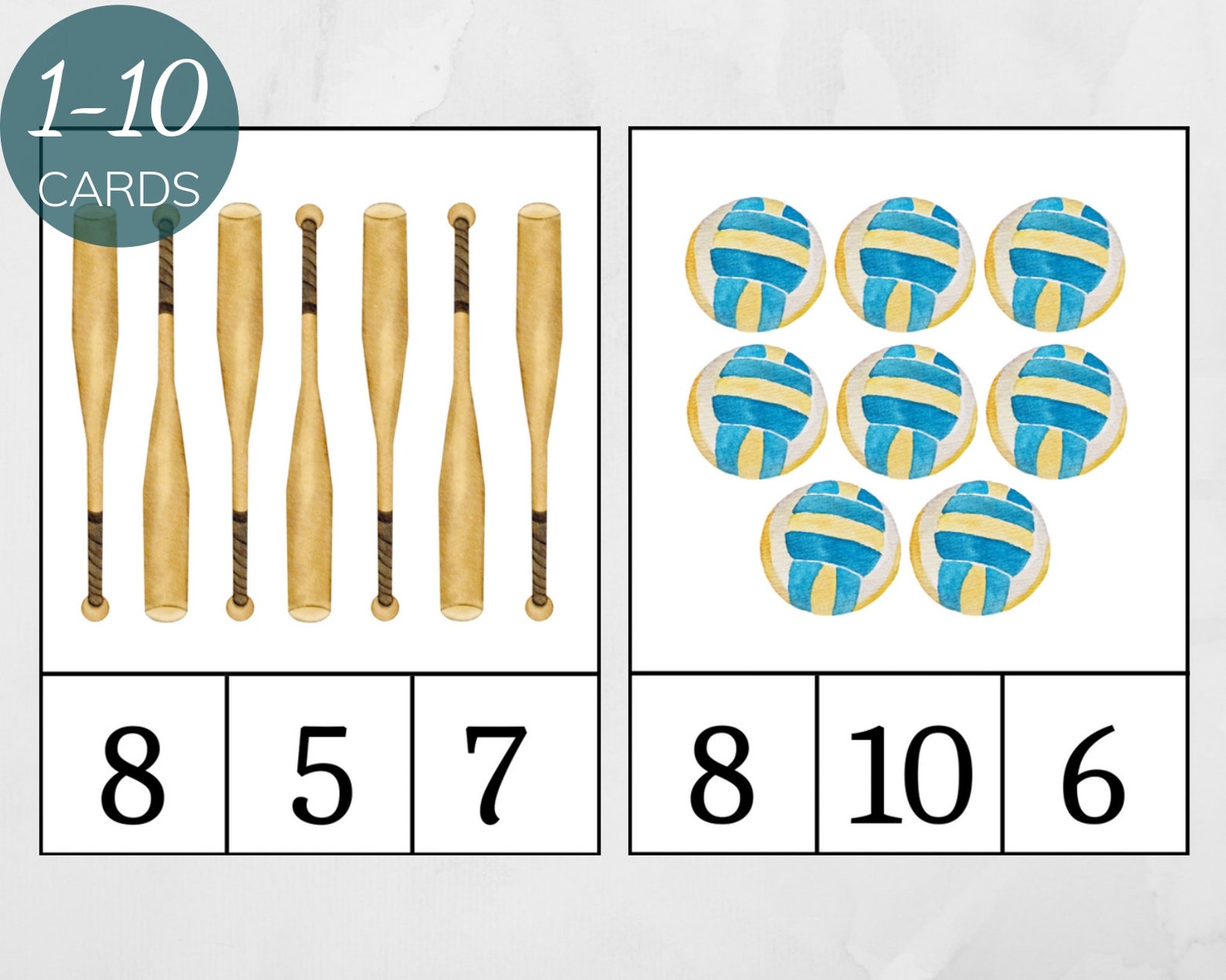 Sports Count and Clip Cards 1-10, Montessori Activity, Summer Math ...