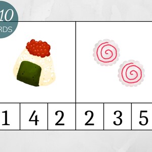 Japan Food Count and Clip Cards 1-10, Montessori Activity, Summer Math ...