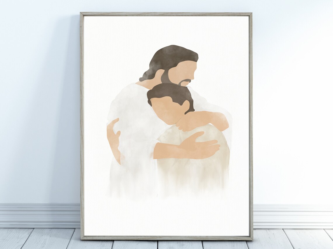 Christ's Embrace Print, Jesus Portrait, Jesus Printable, Jesus Wall Art ...