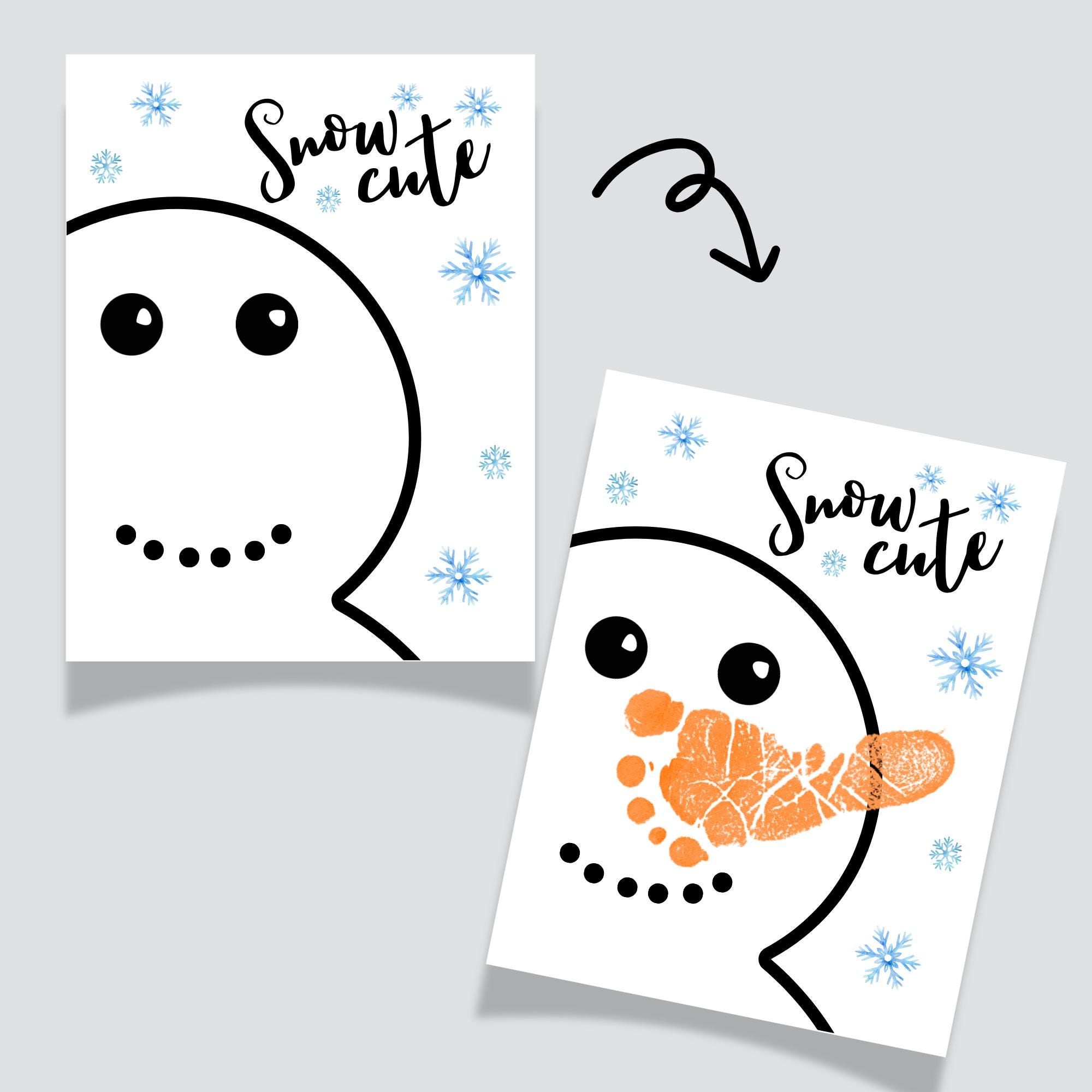 Snow Cute Snowman Craft, Snowman Nose Footprint Card, Baby Kids Toddler ...