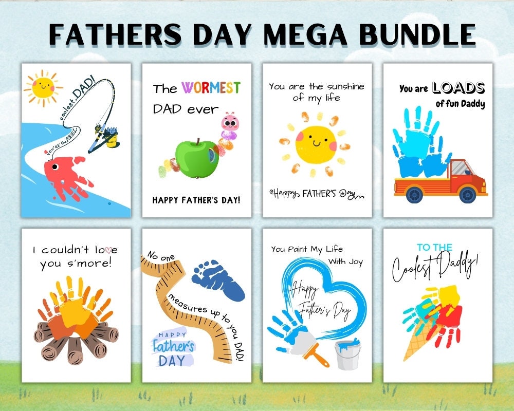 Father's Day Handprint/footprint Mega Bundle, Happy Father's Day Craft ...