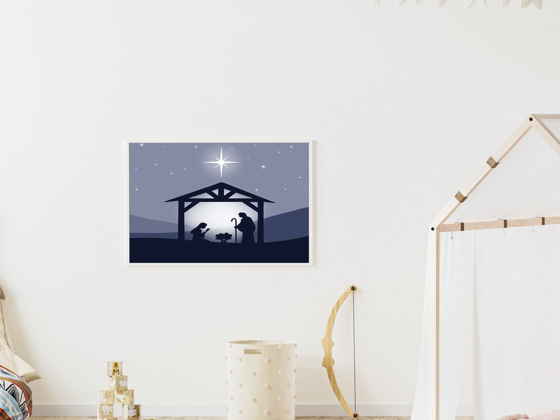 Nativity Scene Art Christmas Digital Download Christmas - Etsy