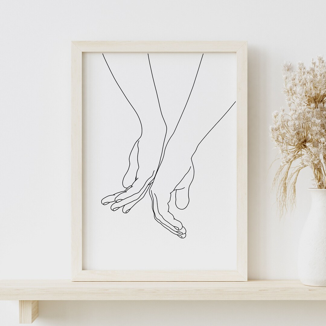 Couple Line Drawing, Line Drawing Print, Hands Line Art, Line Poster ...