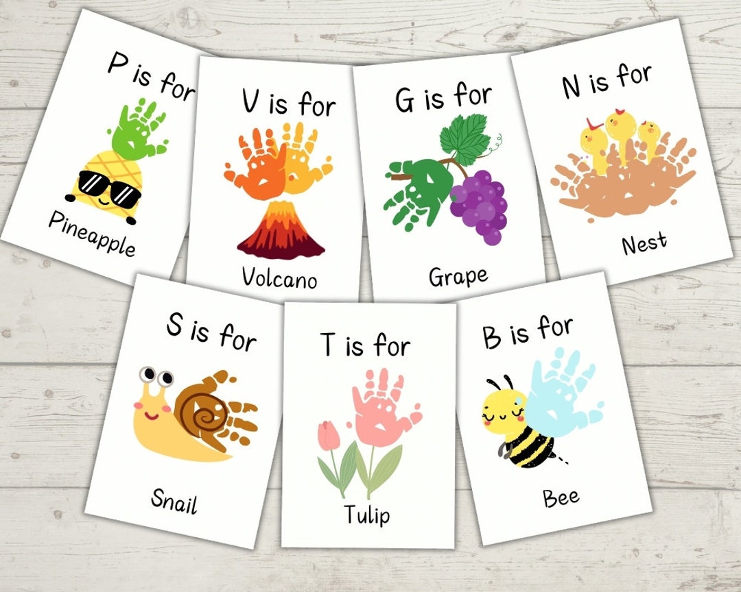 26 Letters Craft, Alphabet Craft, Preschool Activity, DIY Handprint Art ...