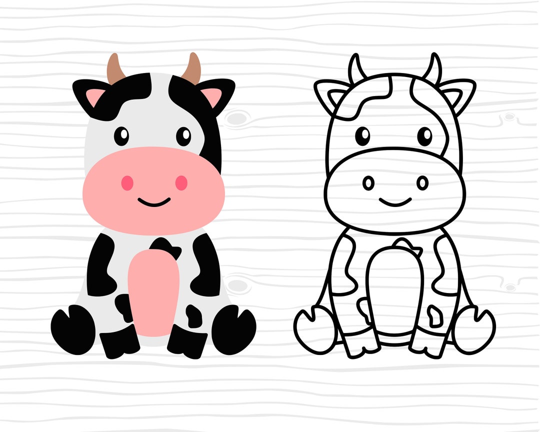 Cow SVG, Cute Cow SVG, Baby Cow Cut File, Kawaii Animal SVG, Farm ...
