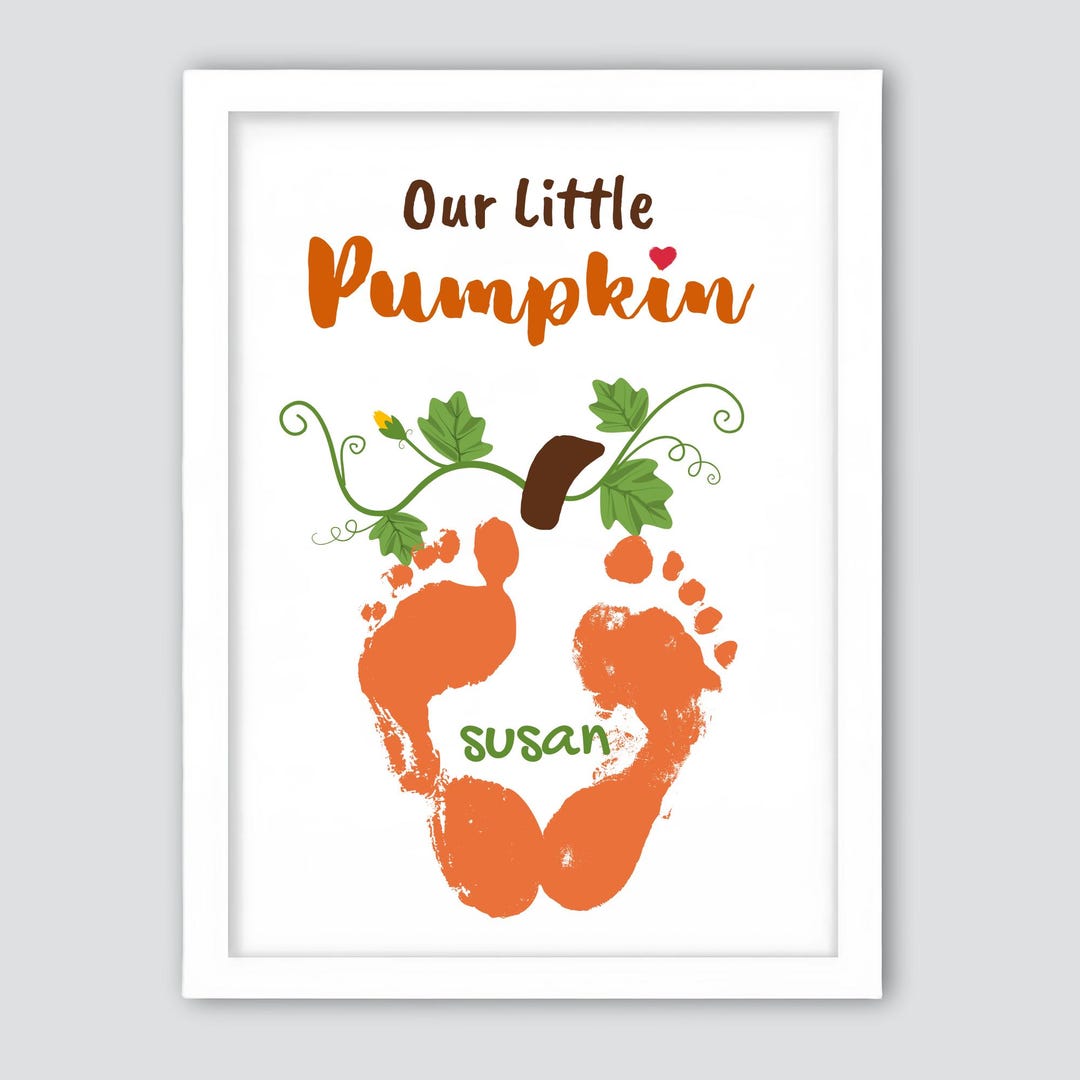 My Little Pumpkin Footprint Craft for Autumn, Pumpkin Footprint, Fall ...
