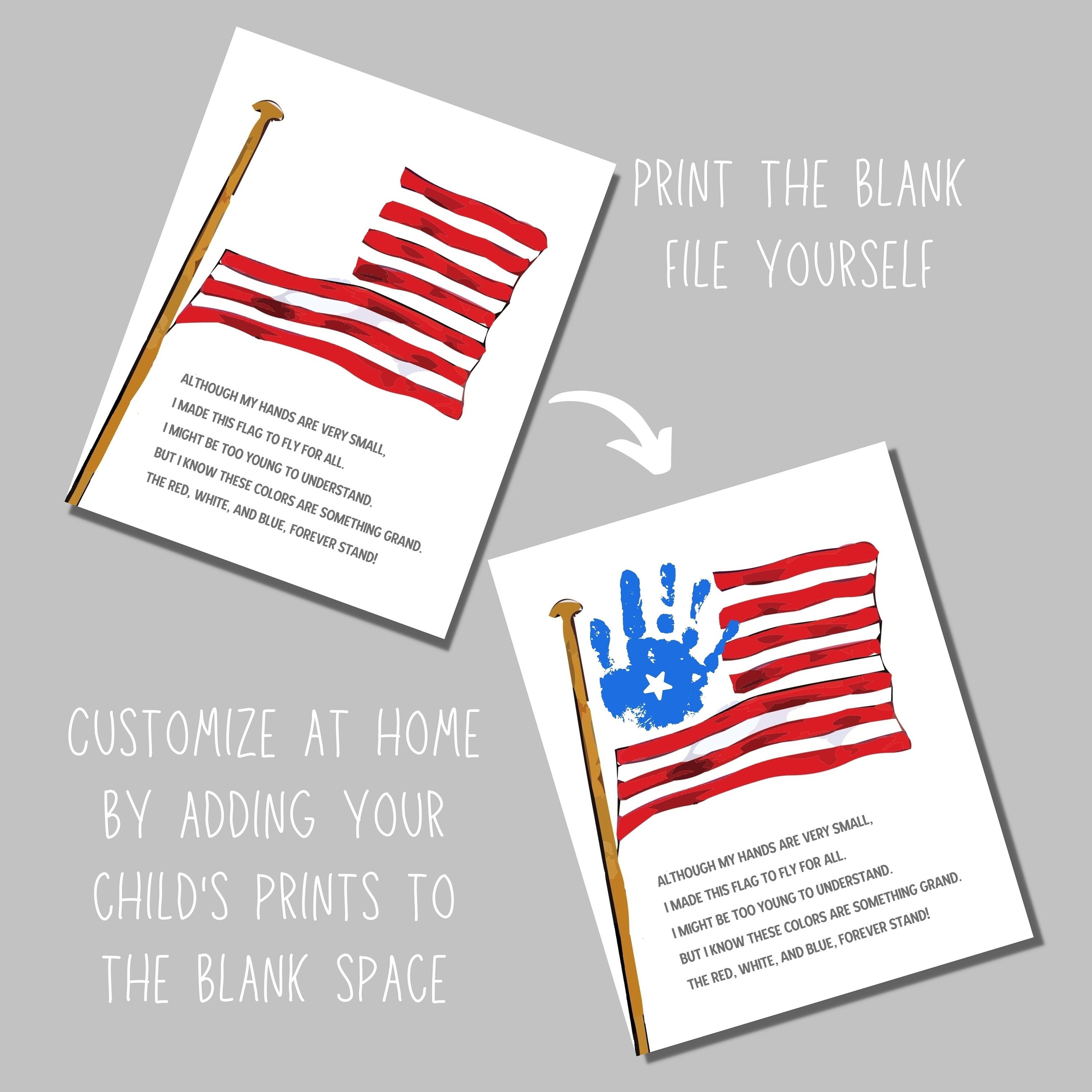 Flag Handprint Craft Flag Poem 4th of July Independence Day - Etsy
