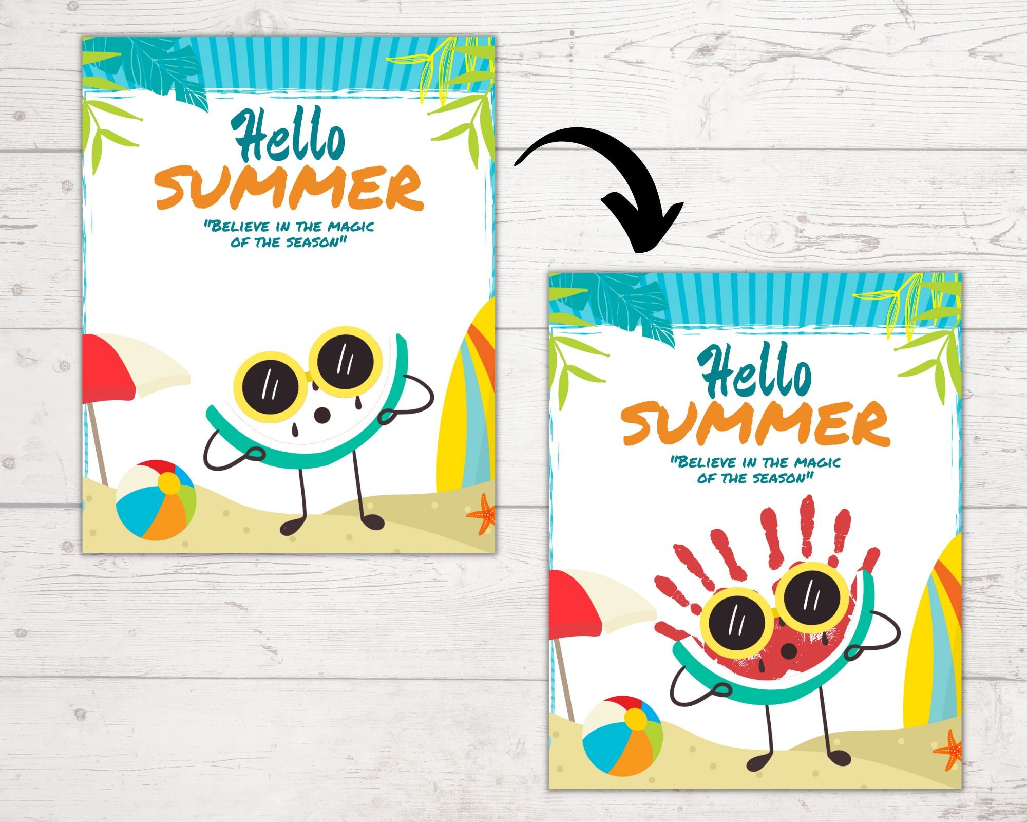 Summer Handprint Art Summer Printable Craft for Kid Summer - Etsy