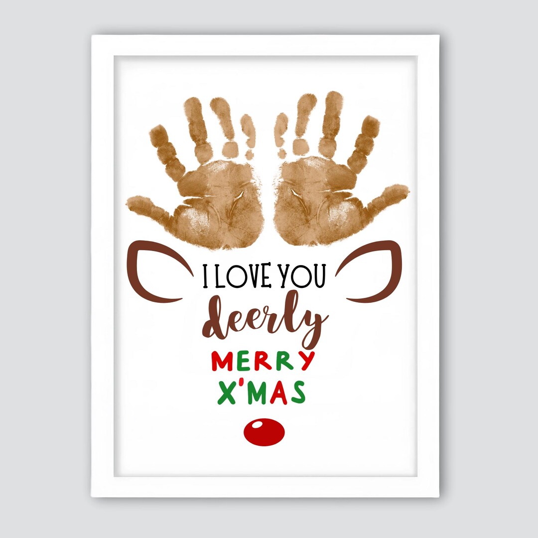 I Love You Deerly Handprint, Reindeer Christmas Craft, Baby Kids ...
