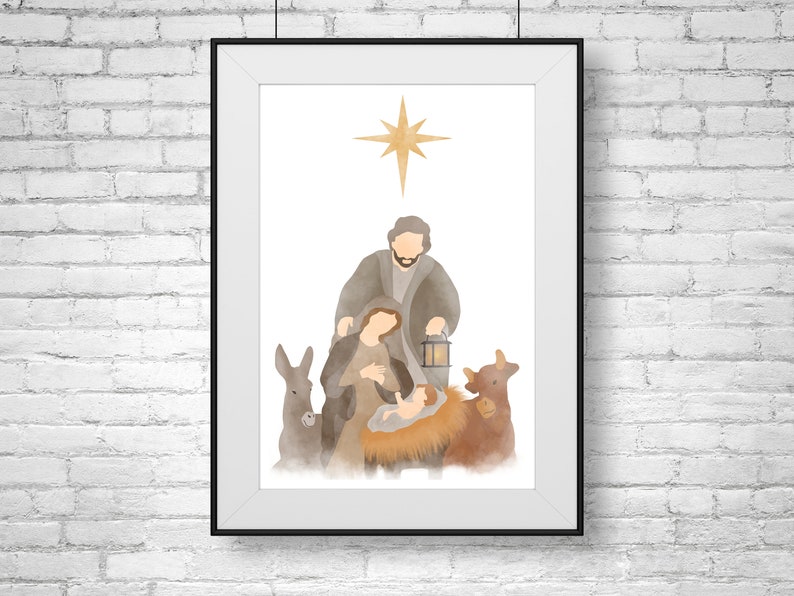 Nativity Scene Art Christmas Digital Download Christmas - Etsy