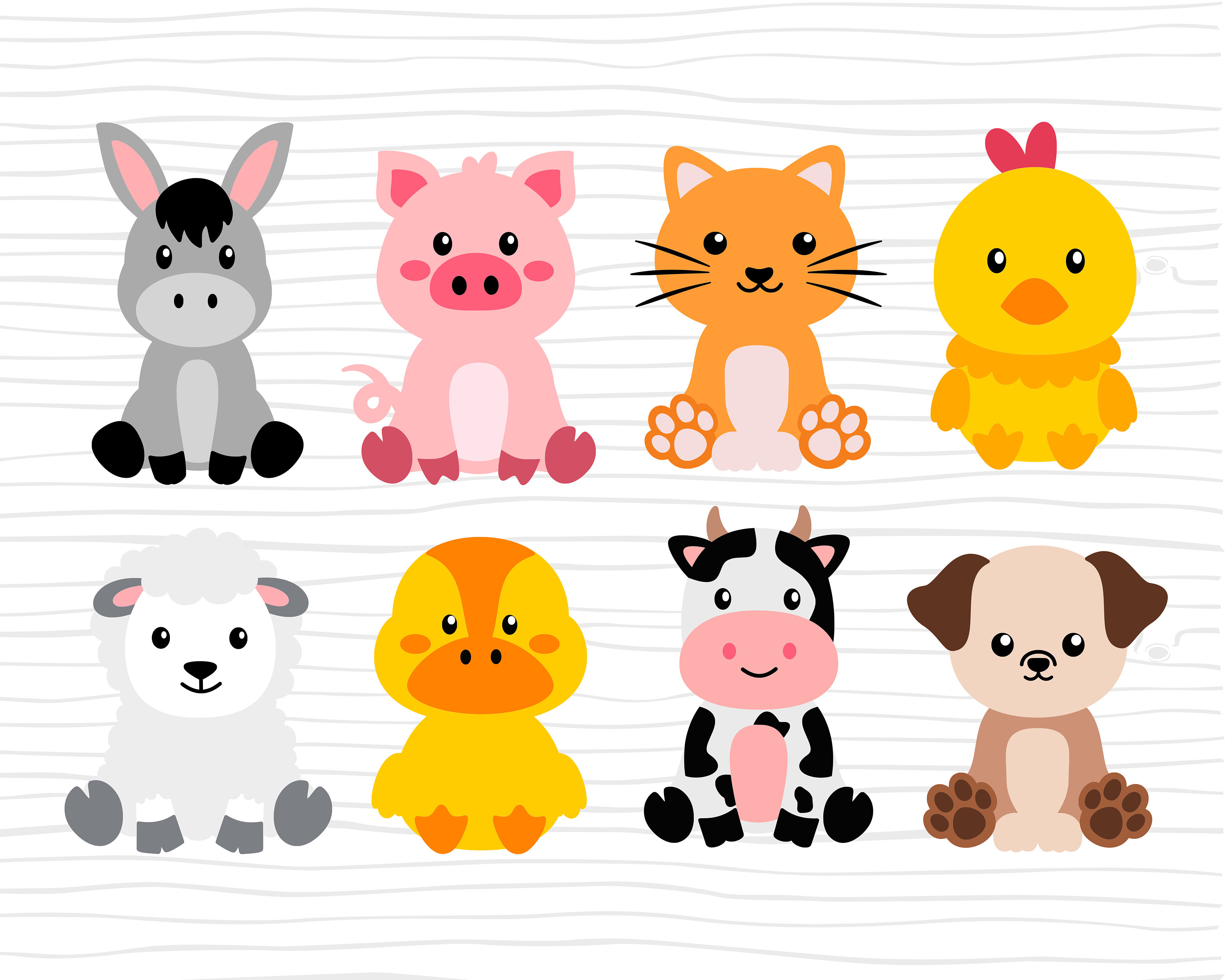 Farm Animals SVG, Animals Svg Bundle, Duck Dog Cat Donkey Pig Sheep Cow ...