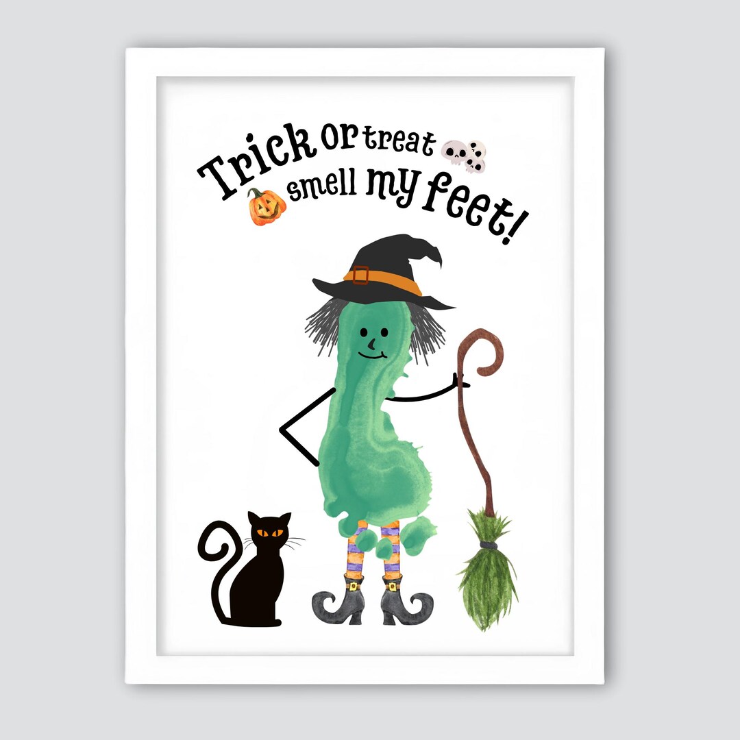 Trick or Treat Smell My Feet Footprint Art Craft, Halloween Kids ...