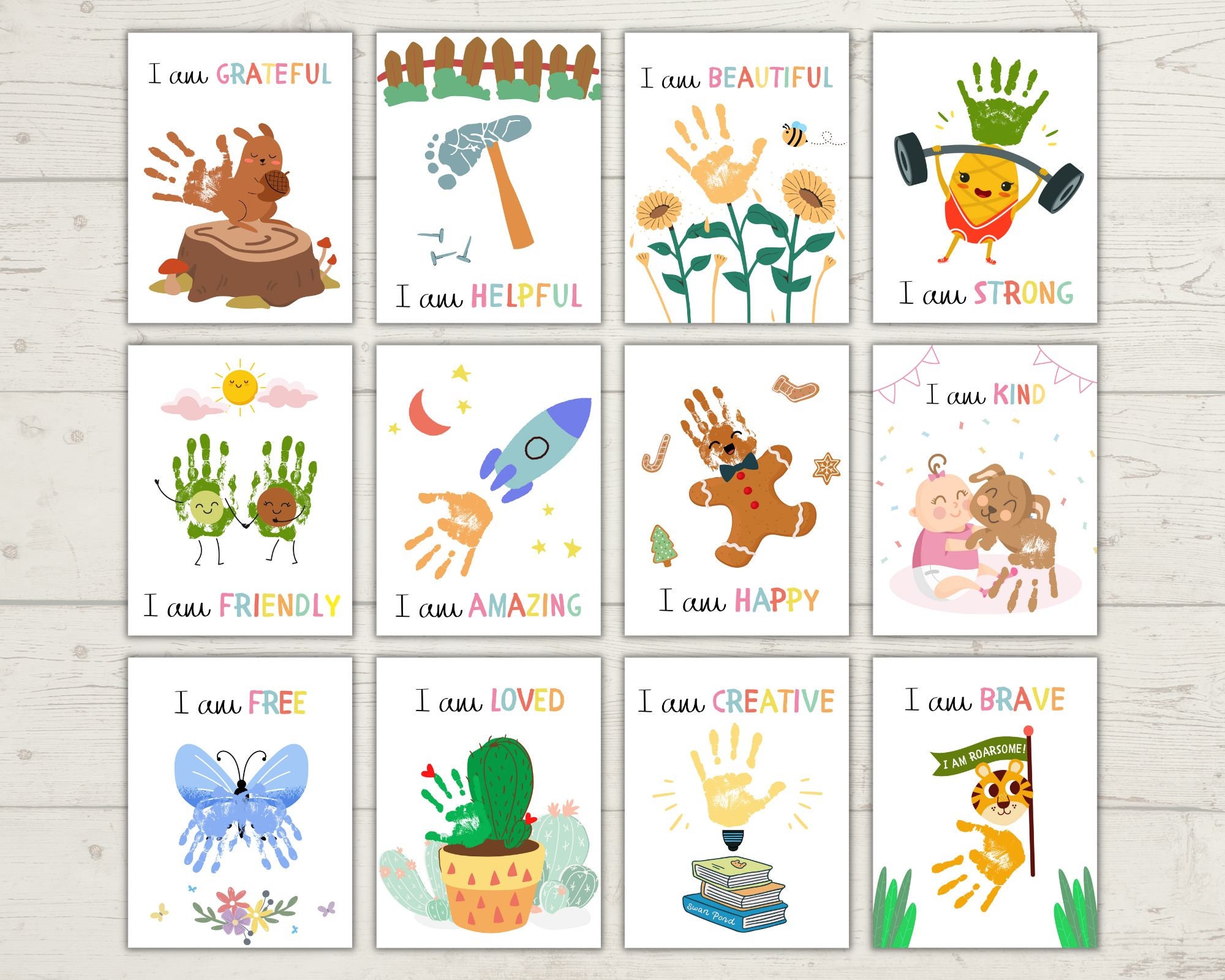 12 Affirmation and Motivational Handprint Craft Bundle, Handprint Art ...