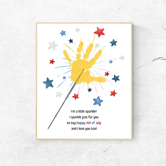 Little Sparkler Handprint Art 4th of July Independence Day - Etsy