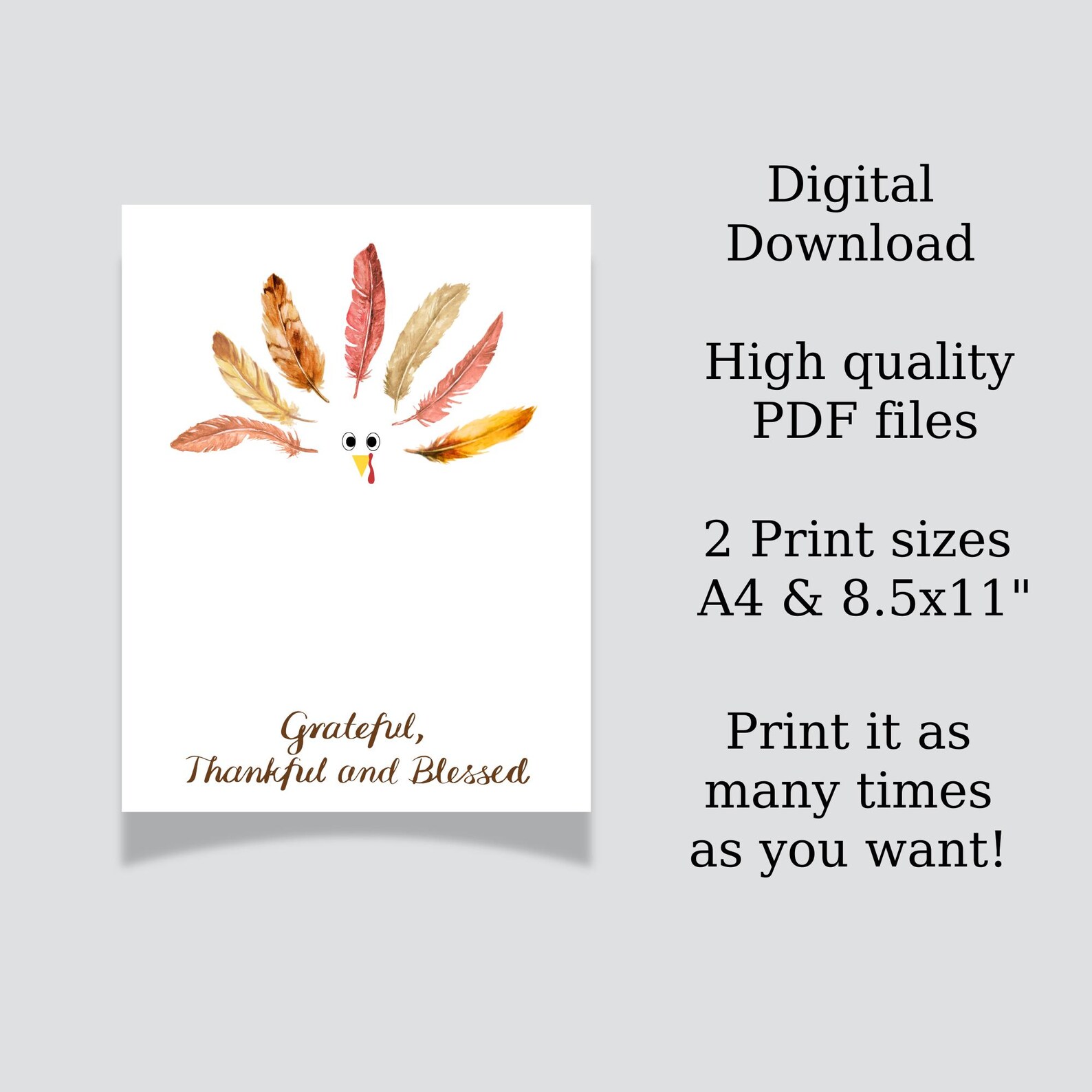 Grateful Thankful & Blessed Footprint Craft for Autumn, Turkey ...