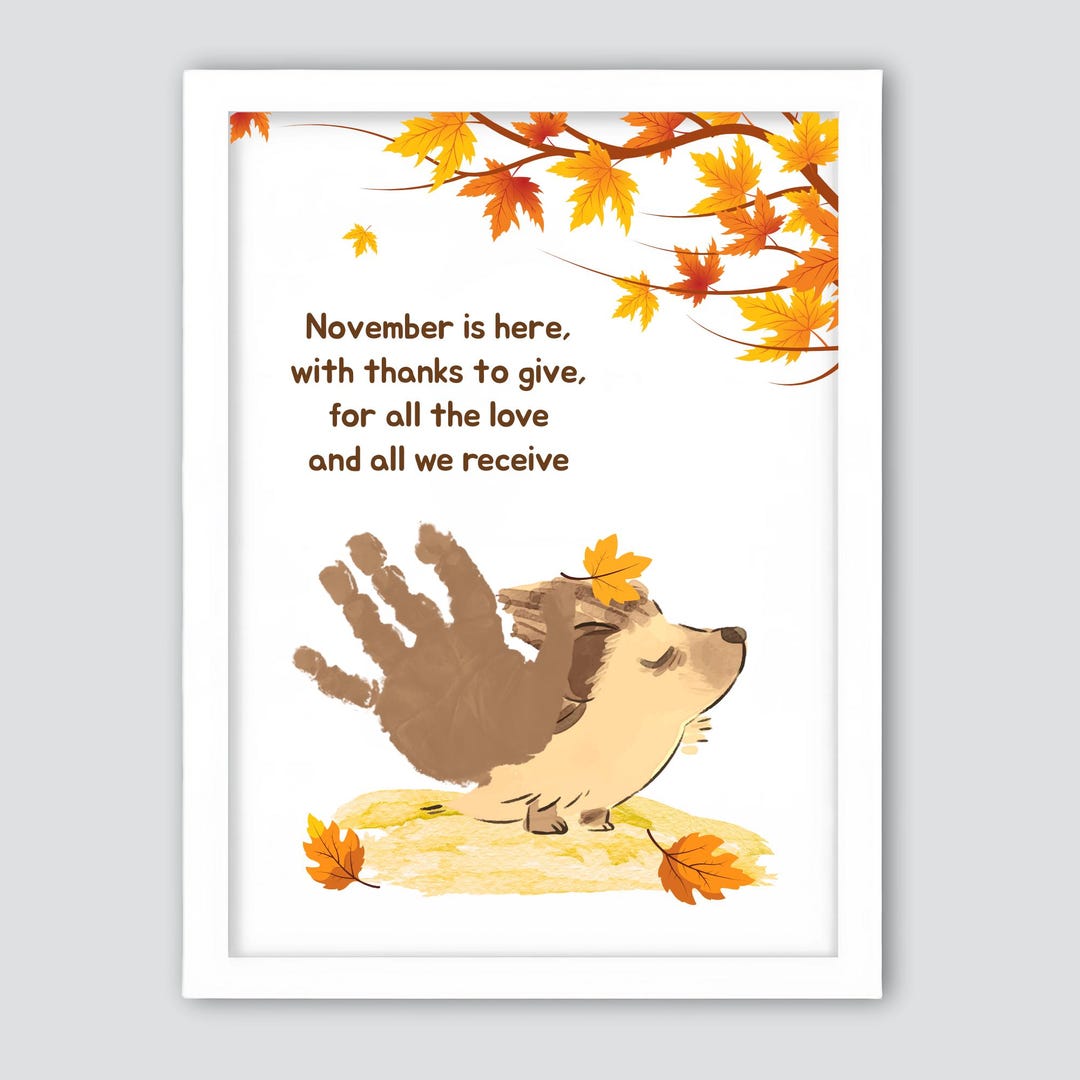 Hedgehog Handprint With Poem, Fall Handprint Craft, Fall/autumn Art ...