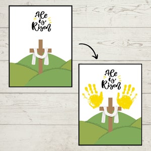 Jesus Handprint Art, He is Risen, Printable Craft for Kid, Christian ...