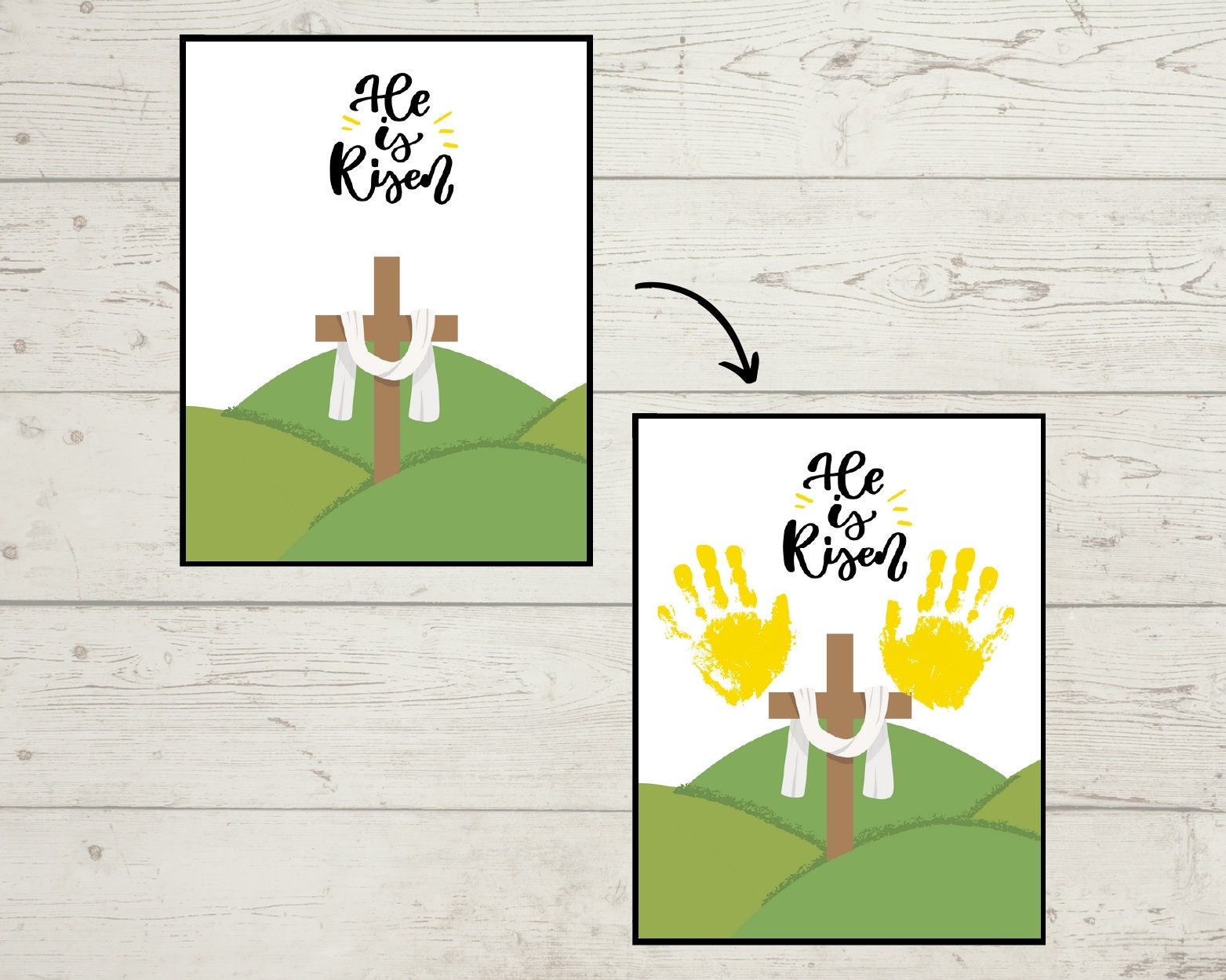 Jesus Handprint Art, He is Risen, Printable Craft for Kid, Christian ...