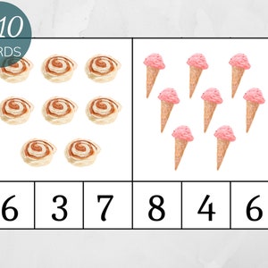 Sweets Count and Clip Cards 1-10, Montessori Activity, Summer Math ...