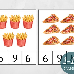 Fast Food Count and Clip Cards 1-10, Montessori Activity, Summer Math ...