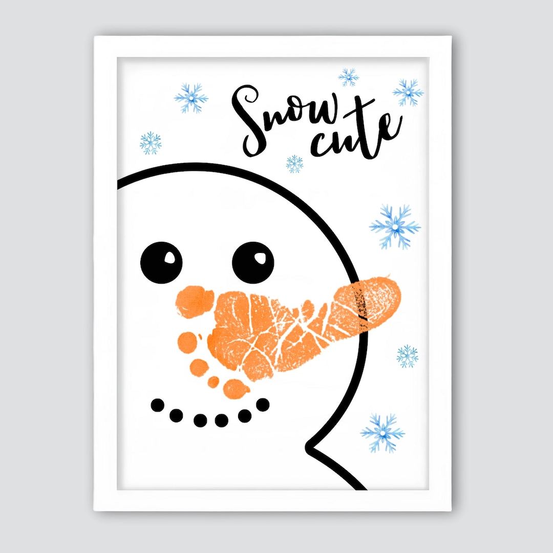 Snow Cute Snowman Craft, Snowman Nose Footprint Card, Baby Kids Toddler ...