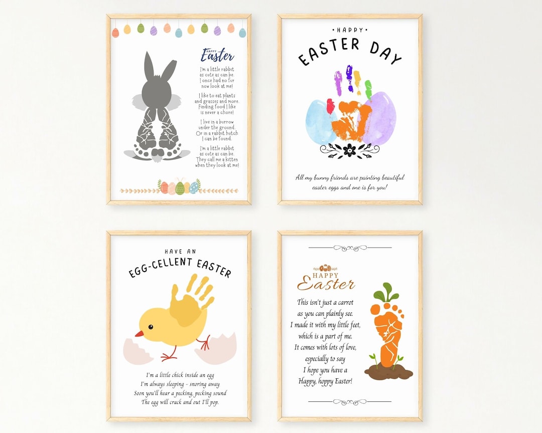 Easter Handprint Footprint Art Craft Bundle, Easter Bunny Chick Craft ...