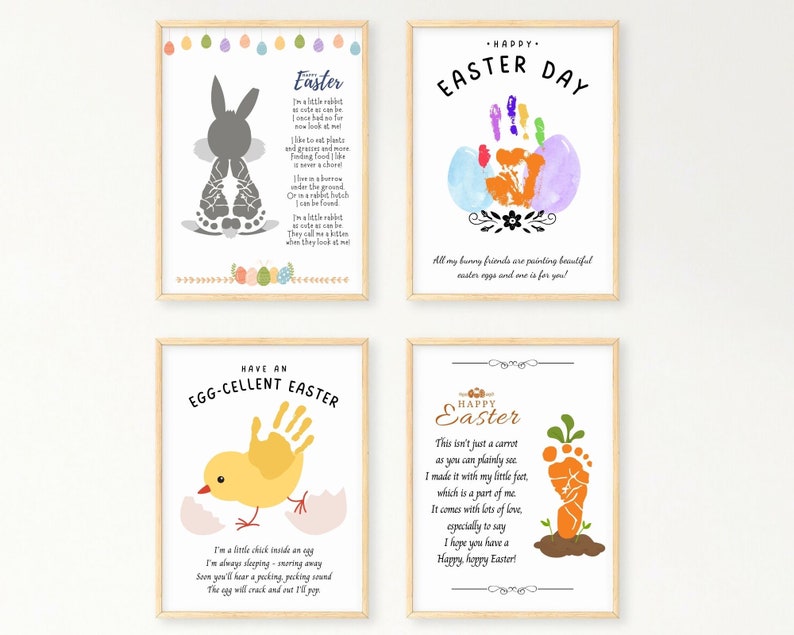 Easter Handprint Footprint Art Craft Bundle, Easter Bunny Chick Craft ...