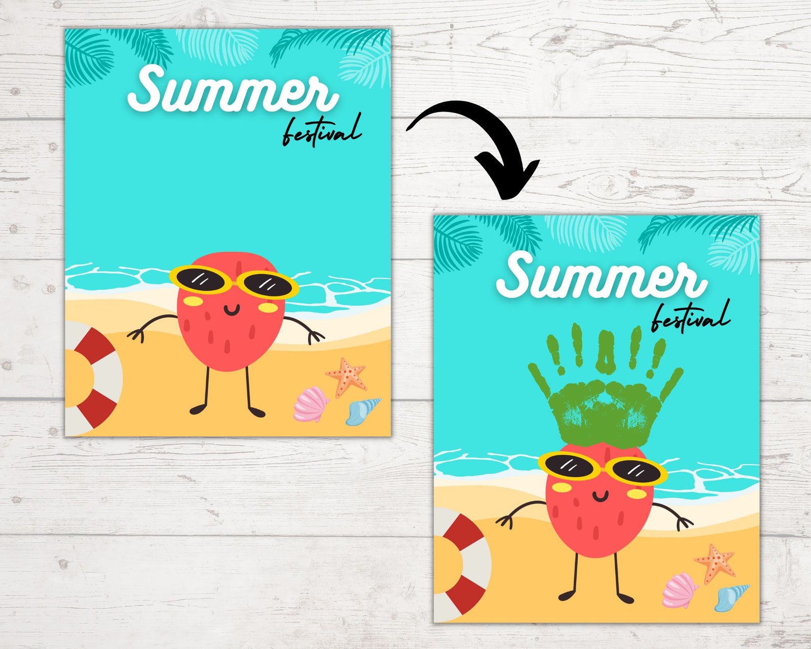 Summer Handprint Art Summer Printable Craft for Kid Summer - Etsy