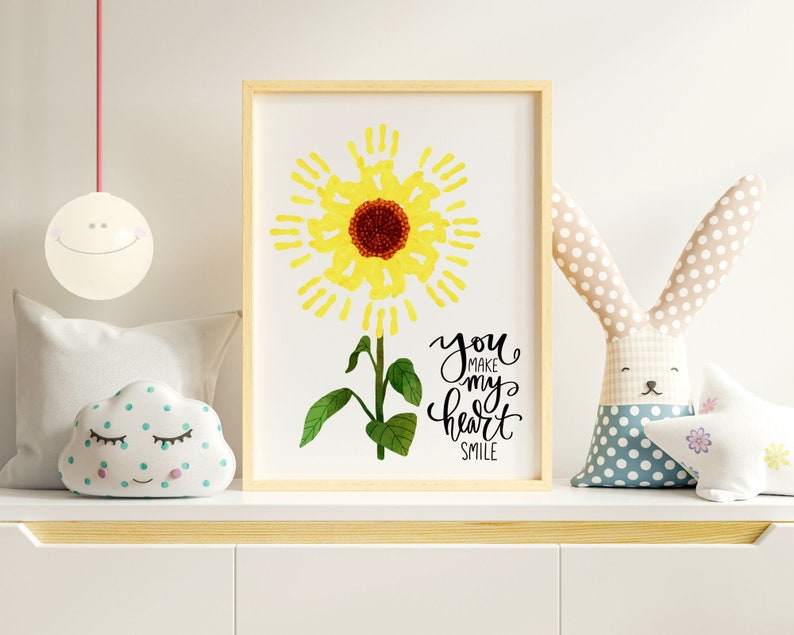 You Make My Heart Smile, Sunflower Handprint, Baby Handprint Craft, Mom ...