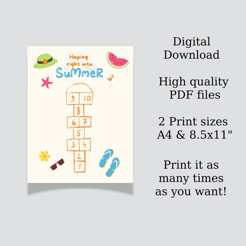 Hopscotch/children Playground Footprint Craft Bundle, Printable Summer ...