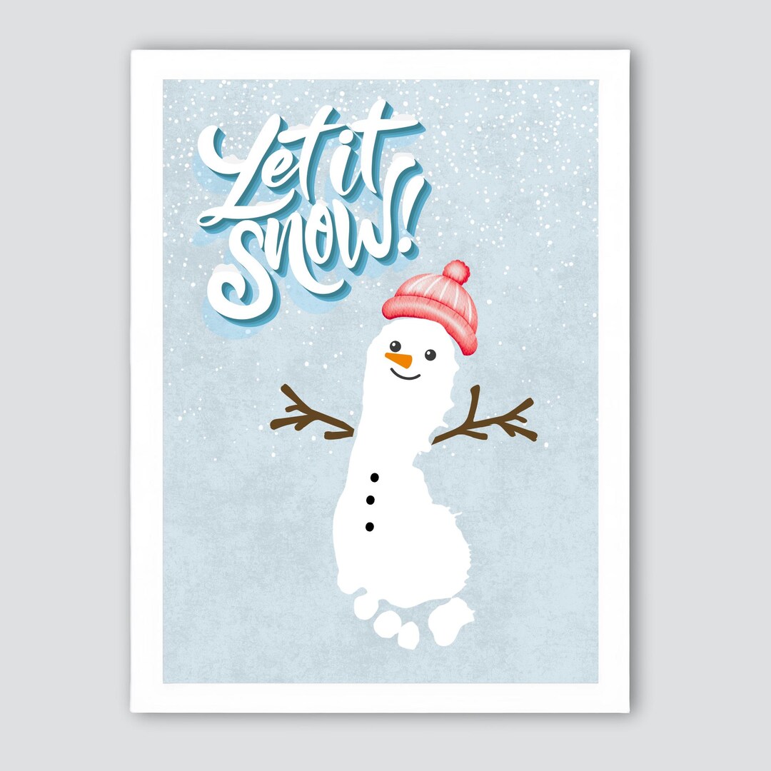 Let It Snow Footprint Card, Christmas Snowman Footprint, Baby Kids ...