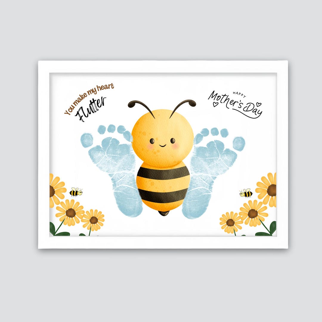 You Make My Heart Flutter Mothers Day Gift, Bee Footprint for Mom, Gift ...