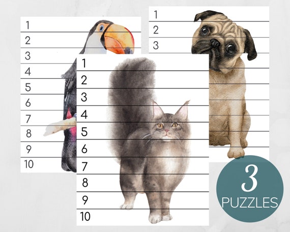 Pet Printable Number Sequence Puzzle 1-10 Montessori - Etsy