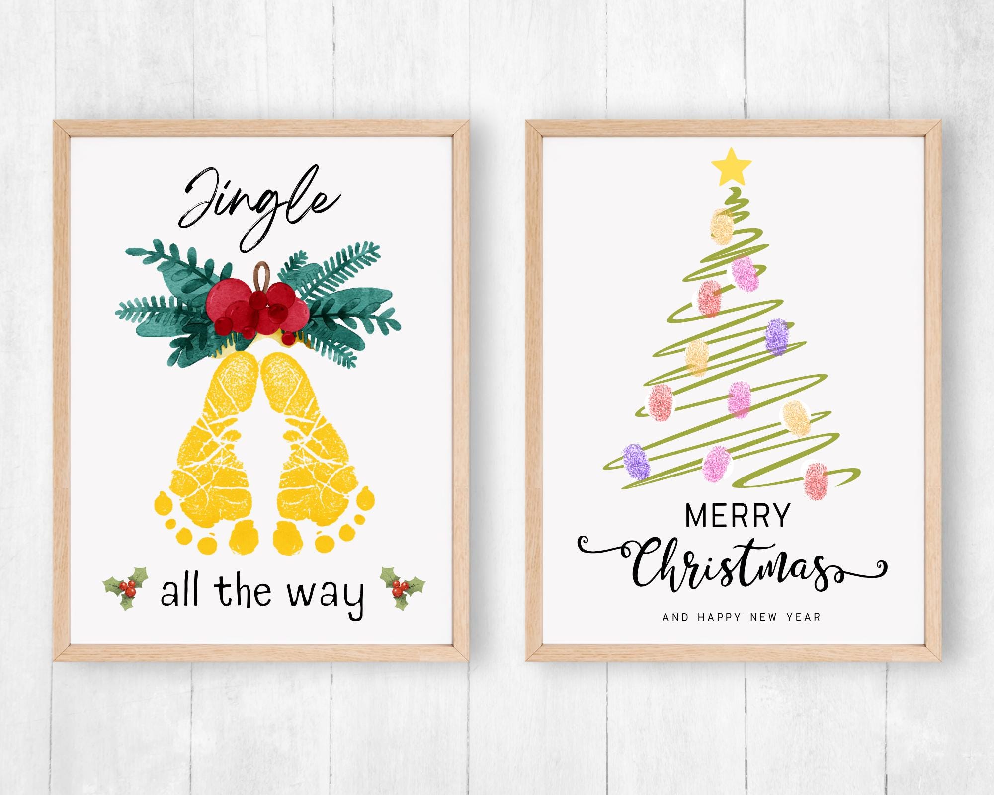 2025 Christmas Handprint Footprint Bundle, Set 9 Printable Christmas ...