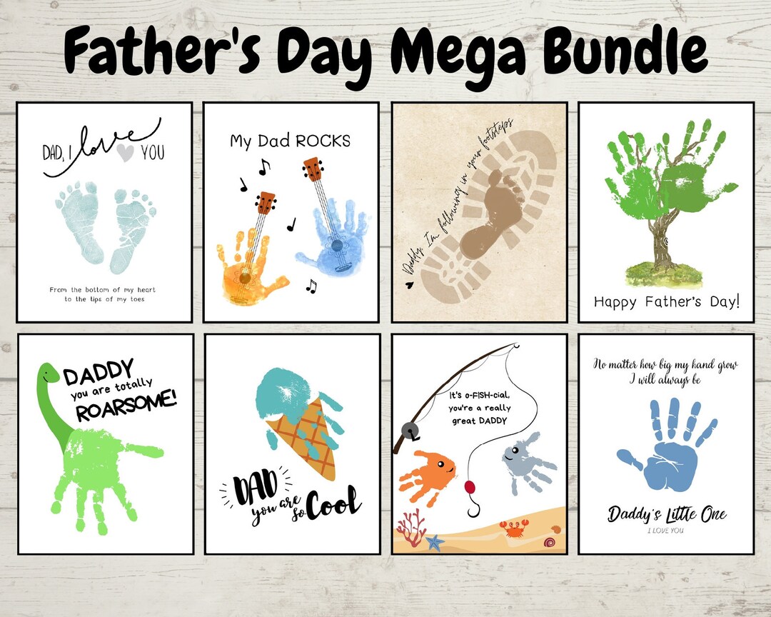 Father's Day Handprint/footprint Mega Bundle, Happy Father's Day Craft ...