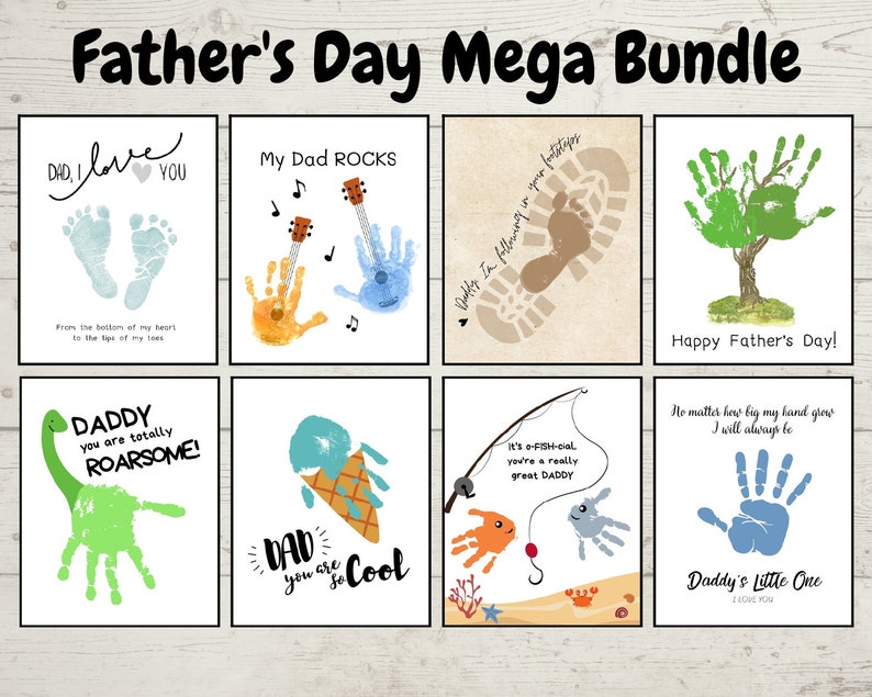 Father's Day Handprint/footprint Mega Bundle, Happy Father's Day Craft ...