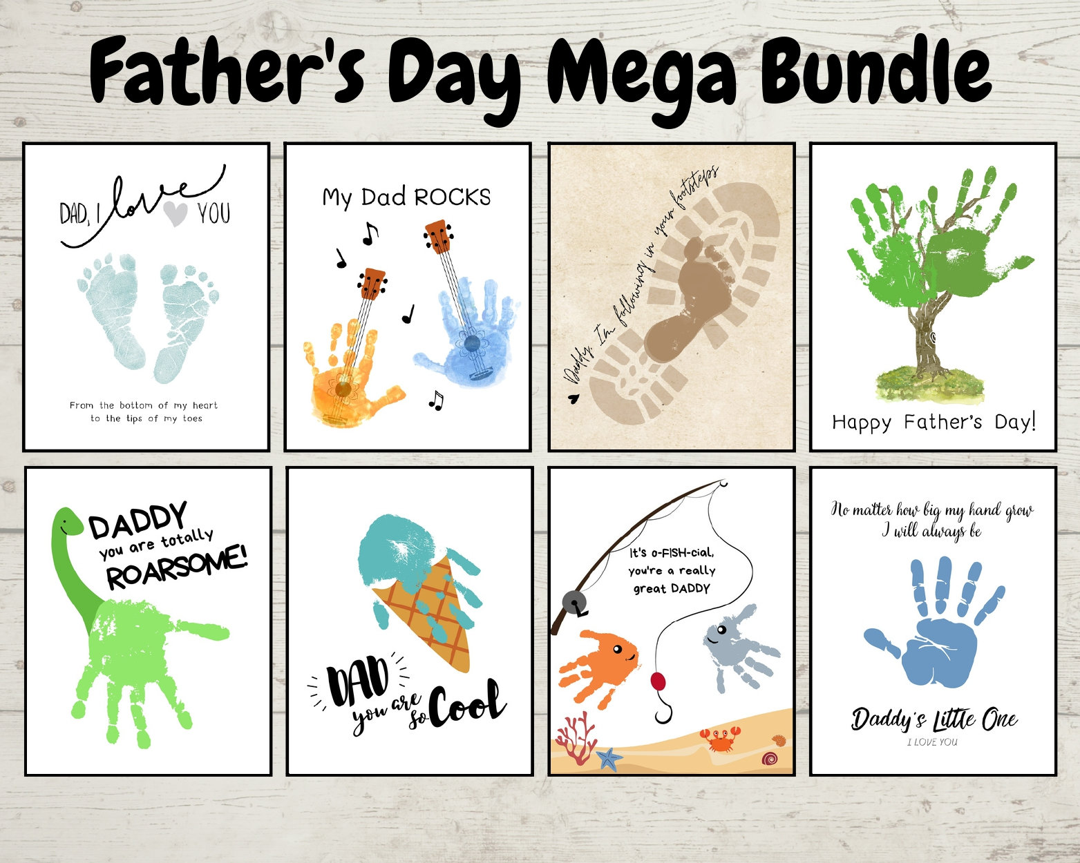 Father's Day Handprint/footprint Mega Bundle, Happy Father's Day Craft ...