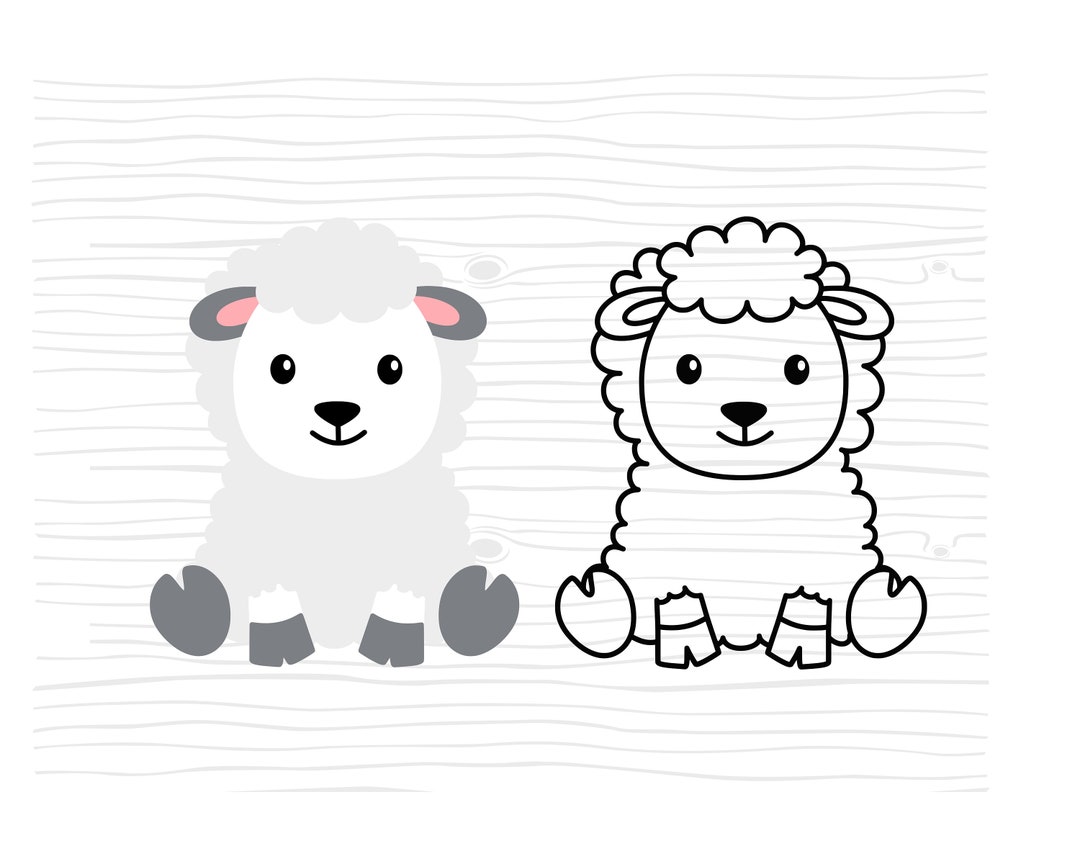 Sheep SVG, Cute Sheep SVG, Baby Sheep Cut File, Kawaii Animal SVG, Farm ...