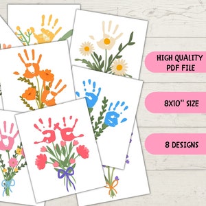 Printable Flower Handprint Craft Bundle, Handprint Craft for Mom ...