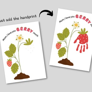 Mum I Love You Berry Much, Strawberry Handprint Gift, Gift for Mom ...