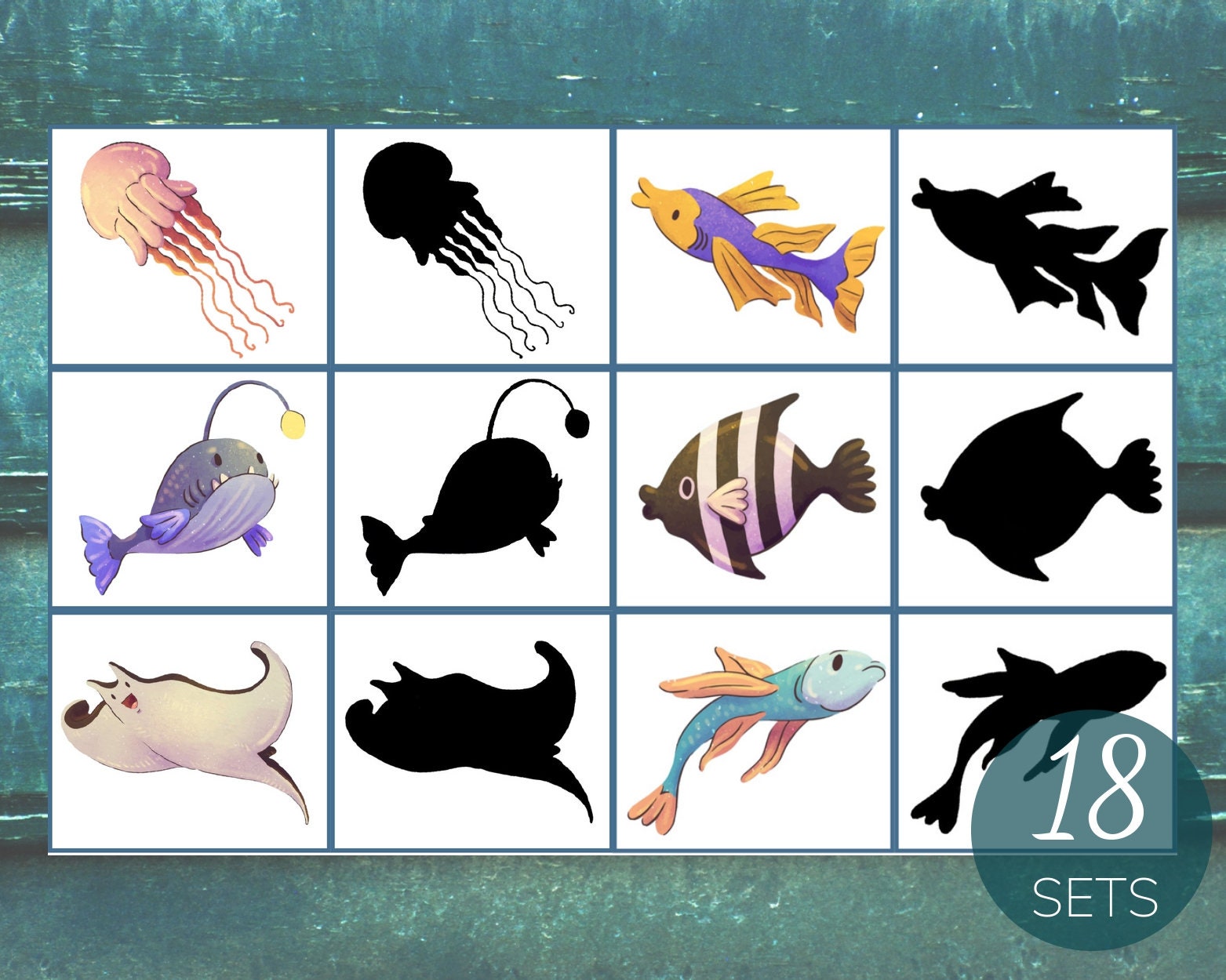 Sea Creature Shadow Matching Montessori Activity Summer - Etsy