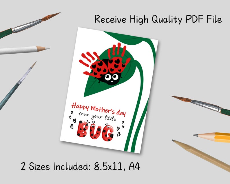 Happy Mothers Day From Your Little Bug, Ladybug Handprint Gift, Mother ...