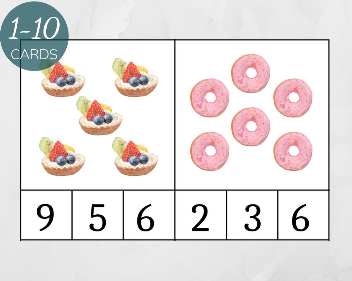 Sweets Count and Clip Cards 1-10, Montessori Activity, Summer Math ...