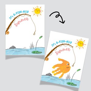 It's O-fish-ally Summer Handprint Craft, Printable Fishing Summer ...