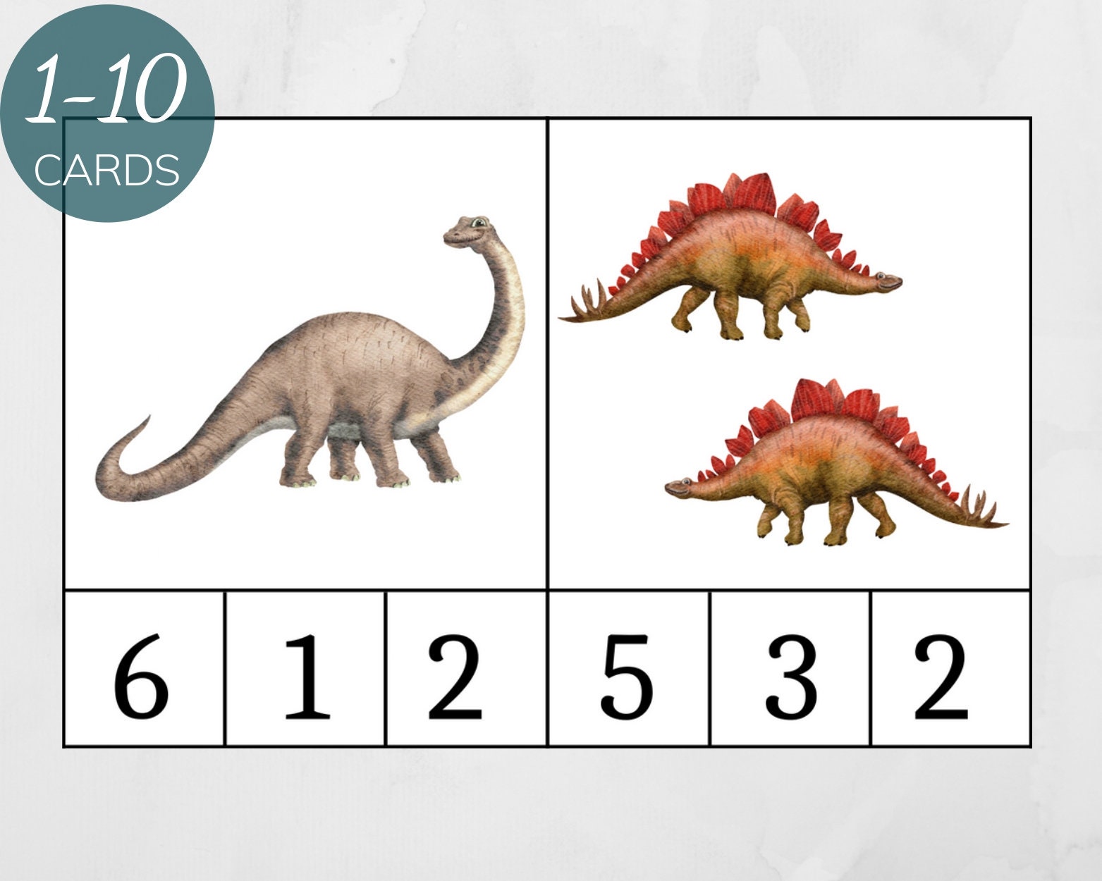 Dinosaur Count and Clip Cards 1-10 Montessori Activity - Etsy
